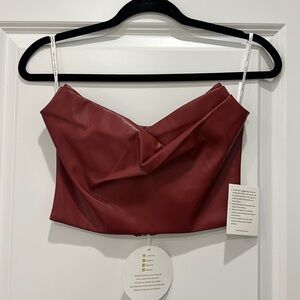 Miss Circle | Tops | Miss Cirlce Nwt Anja Burgundy Vegan Leather Boned ...